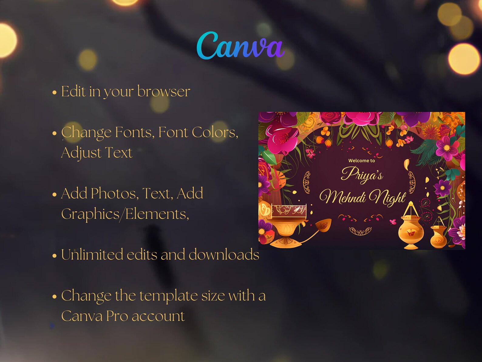 Mehndi Welcome Sign, Mehndi Props, Mehndi Decor, Mehndi Board, Mehdni ...