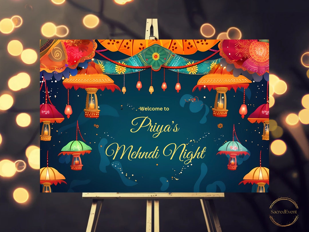 Mehndi Welcome Sign, Mehndi Props, Mehndi Decor, Mehndi Board, Mehdni ...