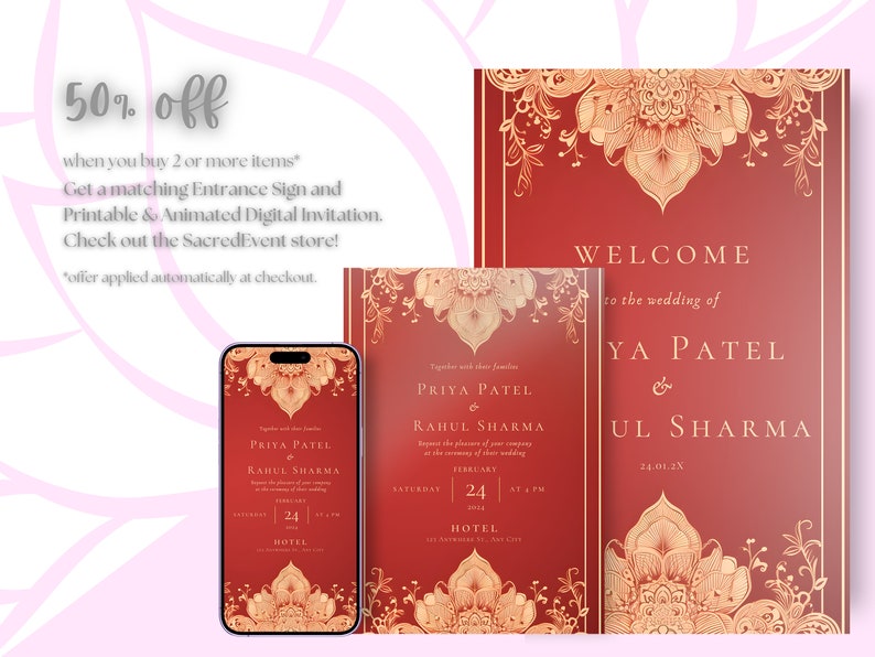 Indian Wedding Sign Welcome to Mehndi & Reception Signage, South Indian ...