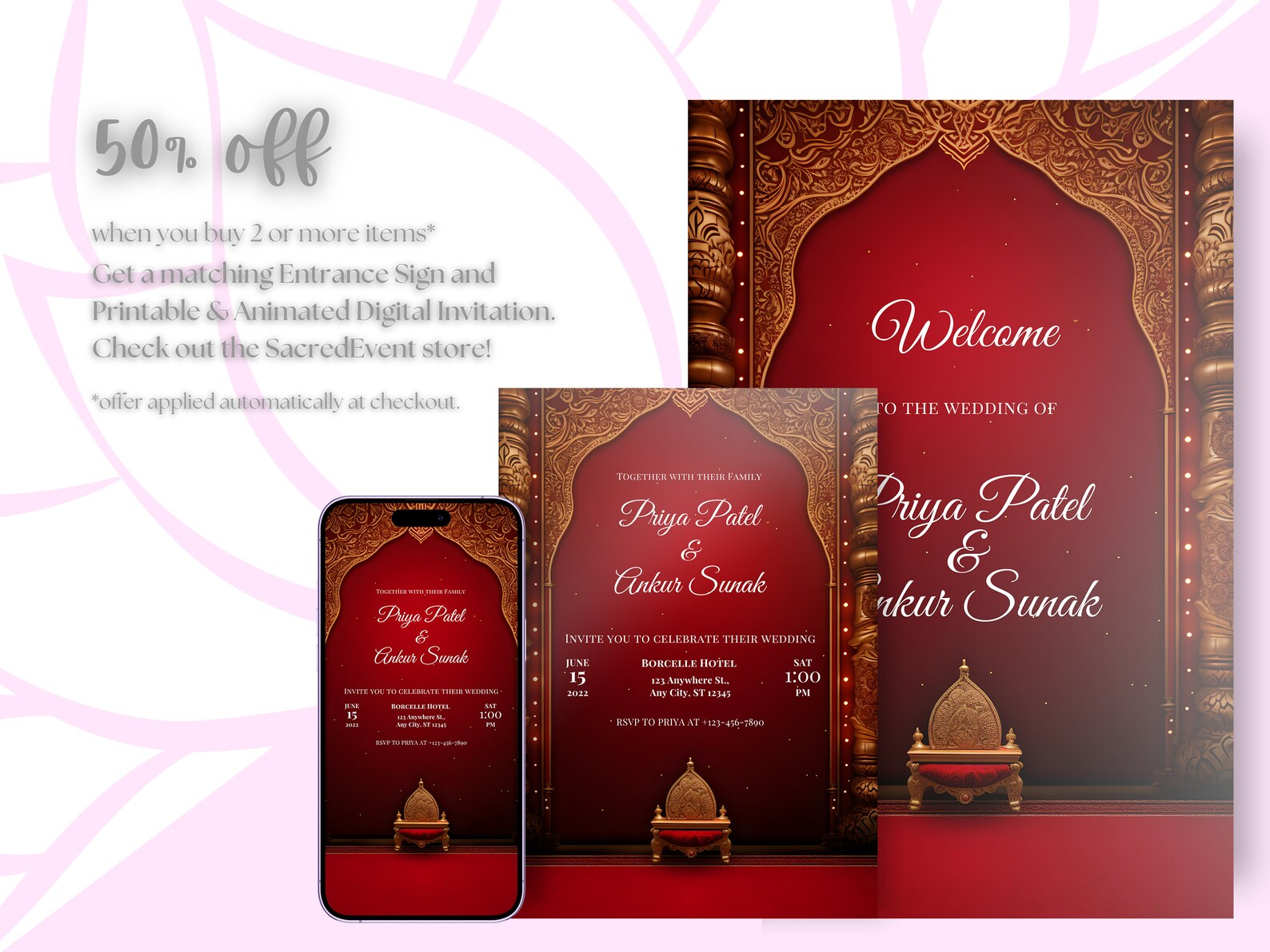 Indian Wedding Sign Punjabi Phera Sign & Shaadi Decor Sign, Floral ...