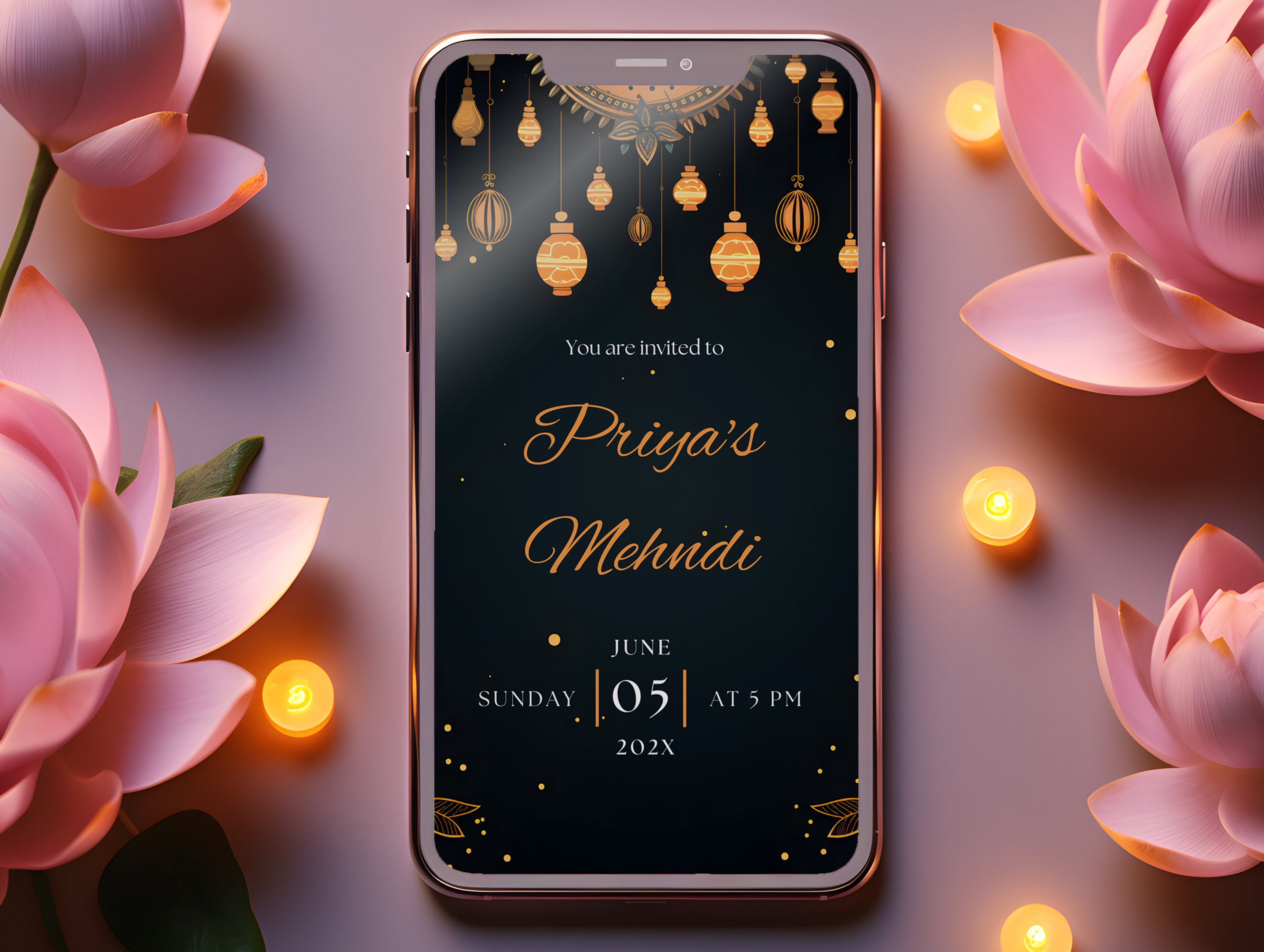 Mehndi Invitation Animated Digital & Printable | Mehndi Invite, Henna ...