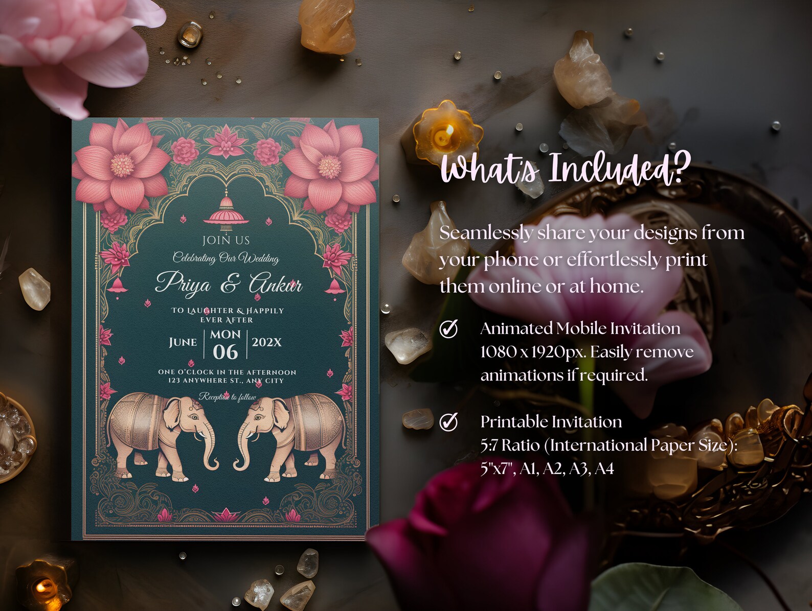 Indian Wedding Invitation Animated Digital & Printable, Mehndi Card ...