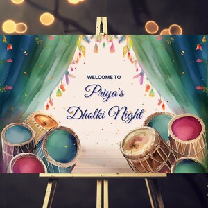 Customizable Dholki Welcome Signs, Watercolor Dholki Decor Sign, Ideal ...