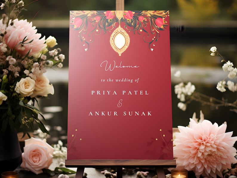 Traditional Indian Wedding Sign Hindu Mehndi Sign & Punjabi Decor ...