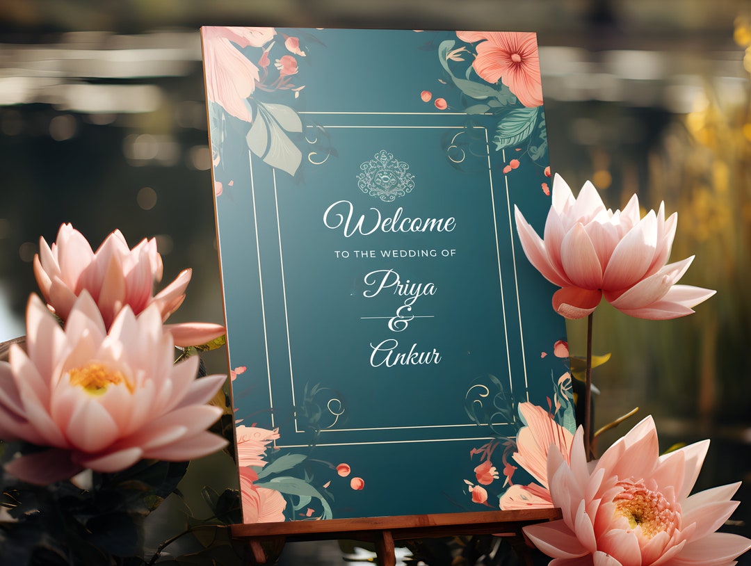 Indian Wedding Sign Elegant Design & Traditional Indian Welcome Desi ...