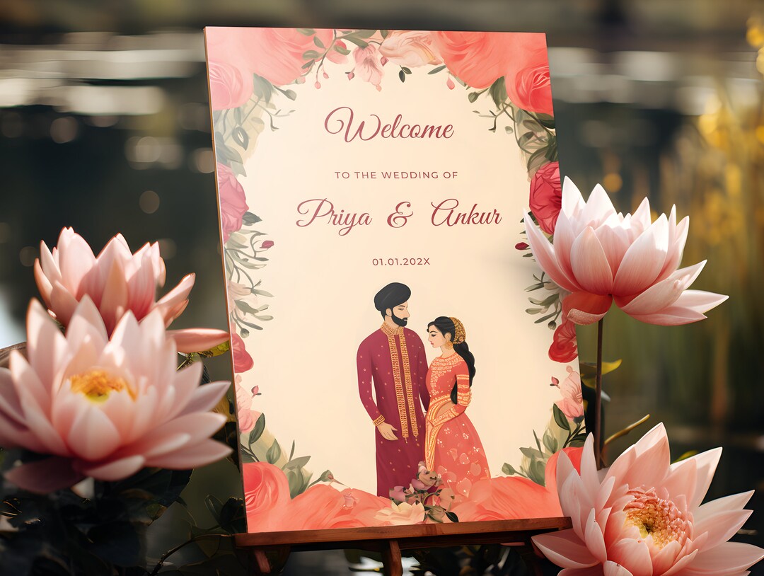 Indian Wedding Sign | Elegant Design, Handcrafted Décor, Punjabi ...