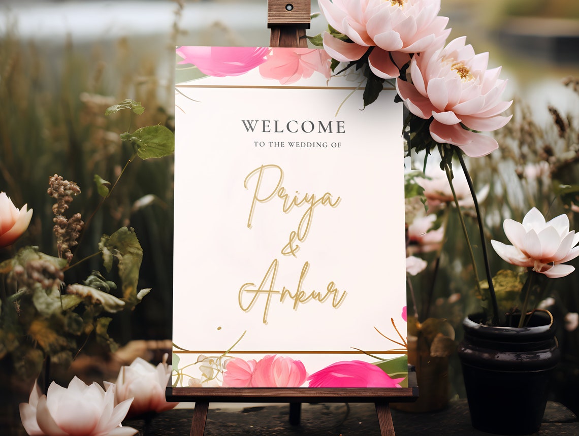 Welcome to India | Indian Wedding Sign & Desi Reception Decor, Elegant ...