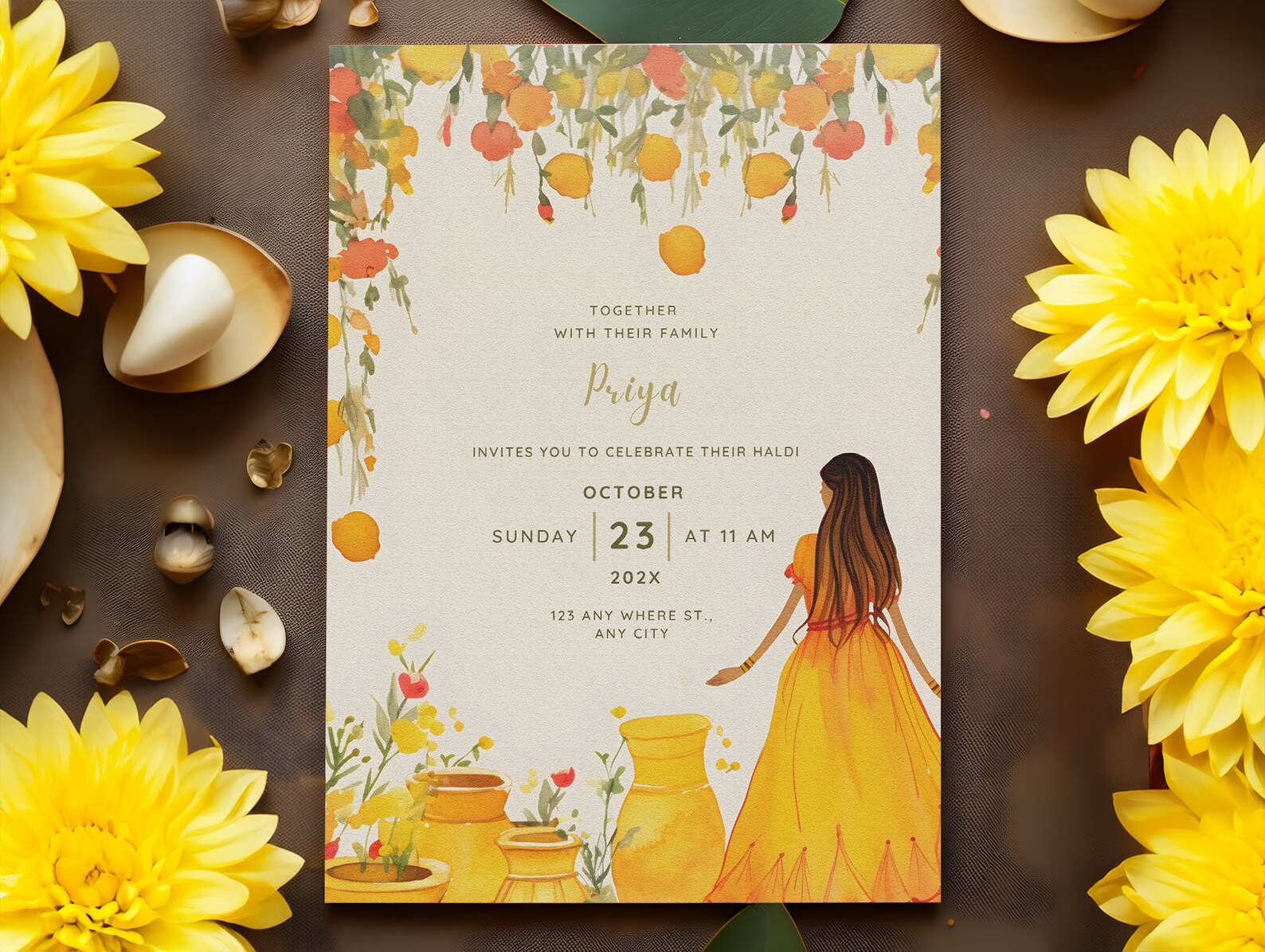 Animated Haldi E-inv & Printable Maiyon Invitation Sangeet Invite ...