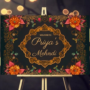 Mehndi Welcome Sign, Mehndi Props, Mehndi Decor, Mehndi Board, Mehdni ...