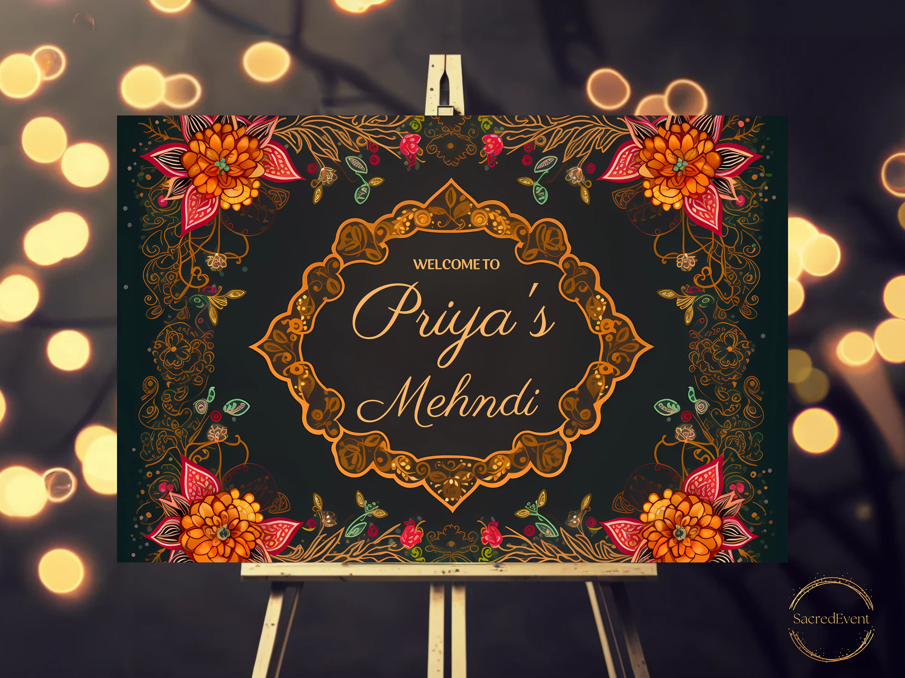 Mehndi Welcome Sign, Mehndi Props, Mehndi Decor, Mehndi Board, Mehdni ...