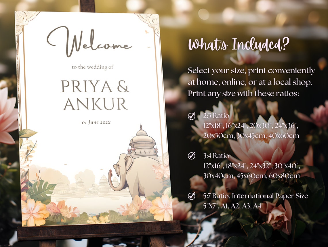Indian Wedding Sign South Indian Board & Desi Reception Decor, Floral ...