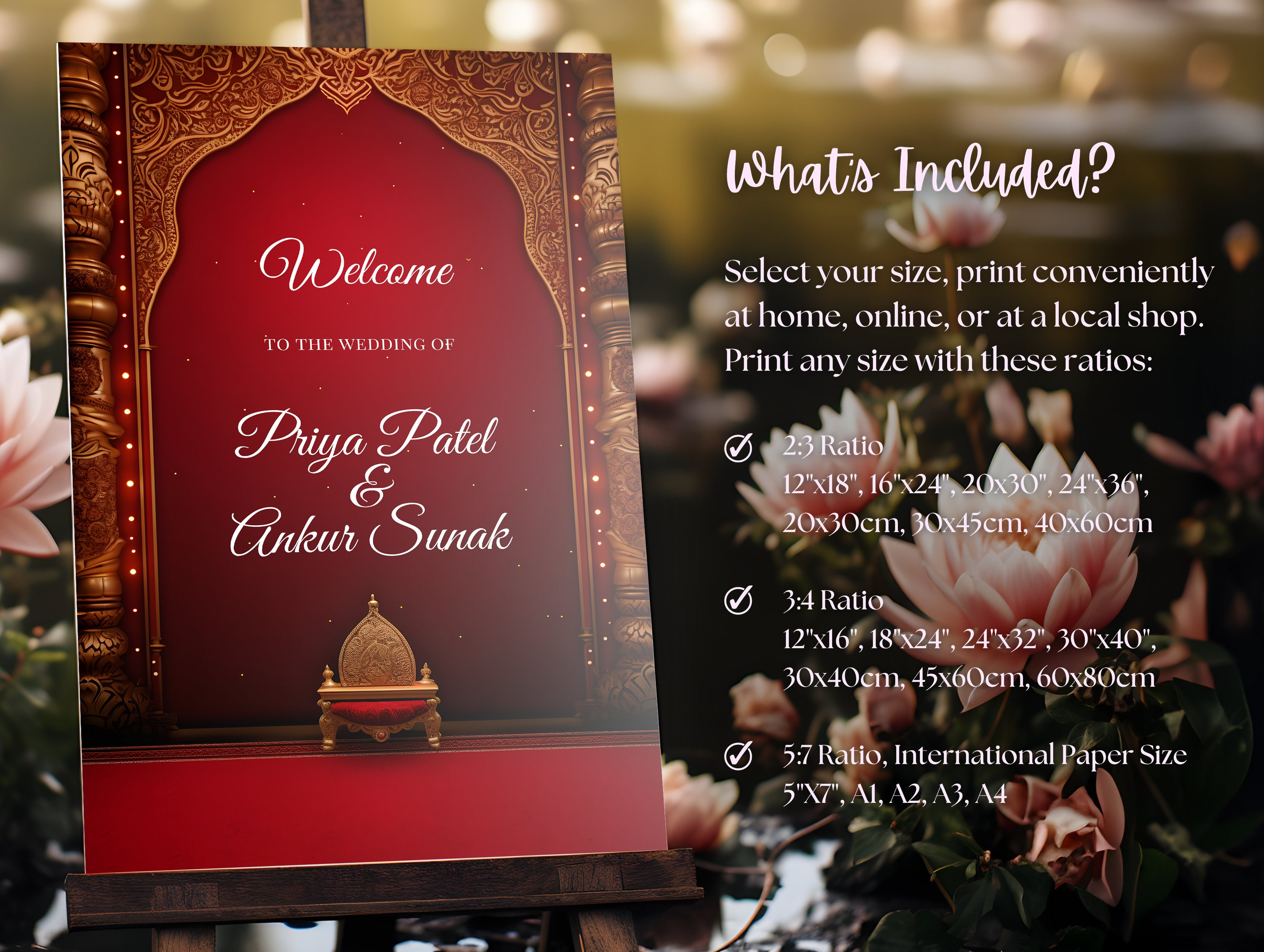 Indian Wedding Sign Punjabi Phera Sign & Shaadi Decor Sign, Floral ...