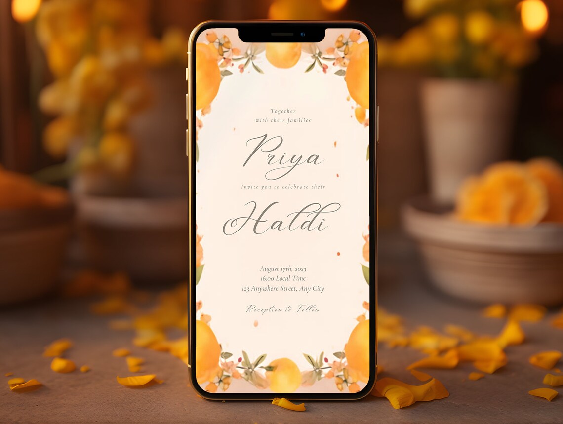 Animated Haldi E-inv & Printable Template Pithi Invite Card, Wedding ...