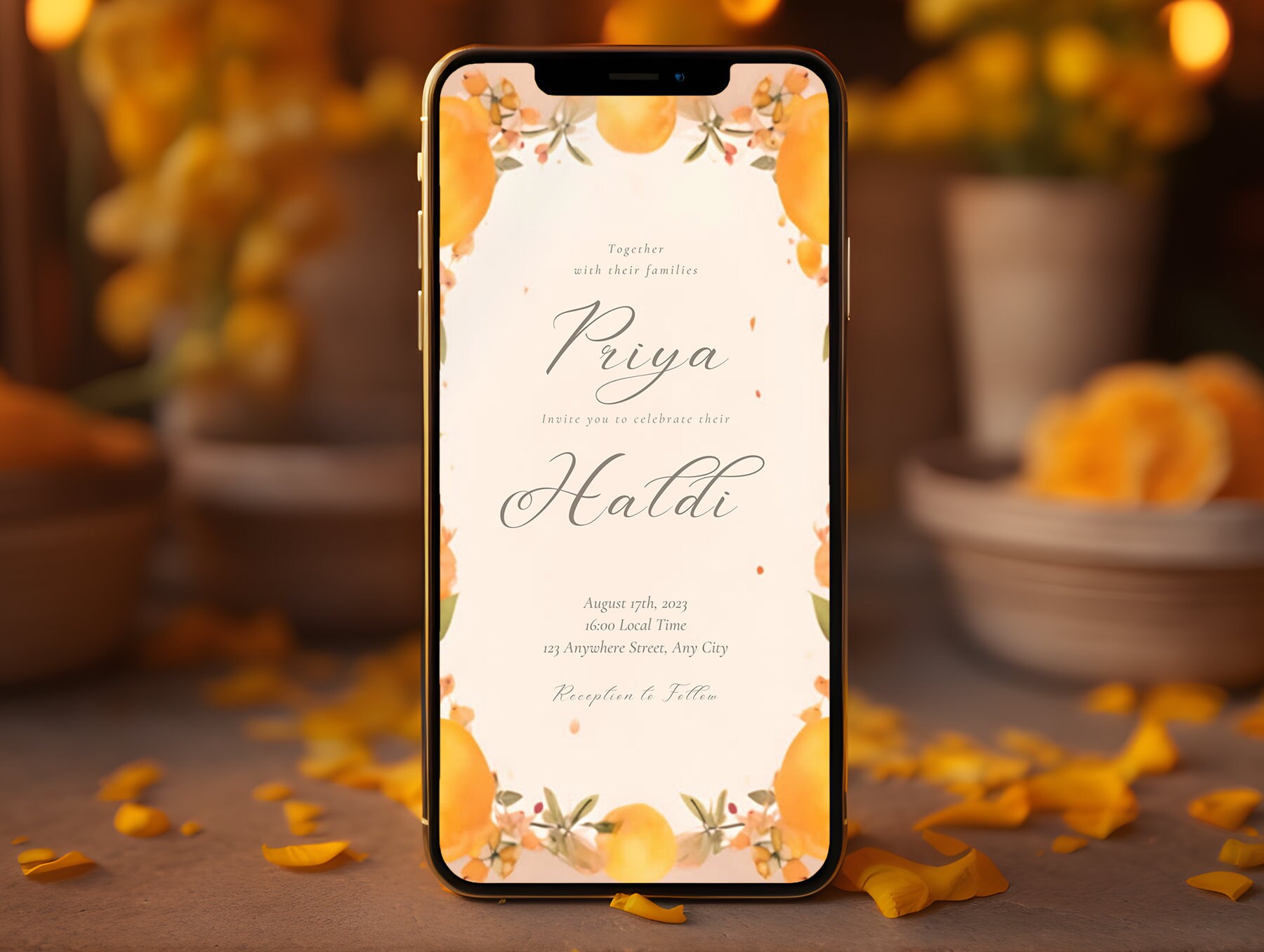 Animated Haldi E-inv & Printable Template Pithi Invite Card, Wedding ...