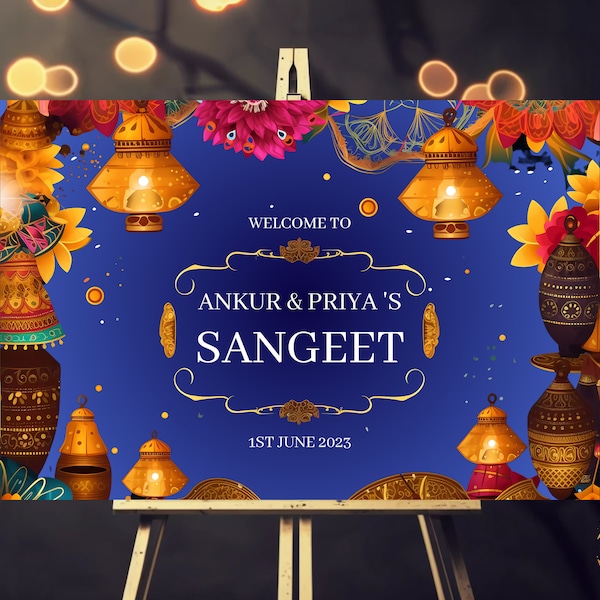 Sangeet Welcome Signs Blue - Etsy