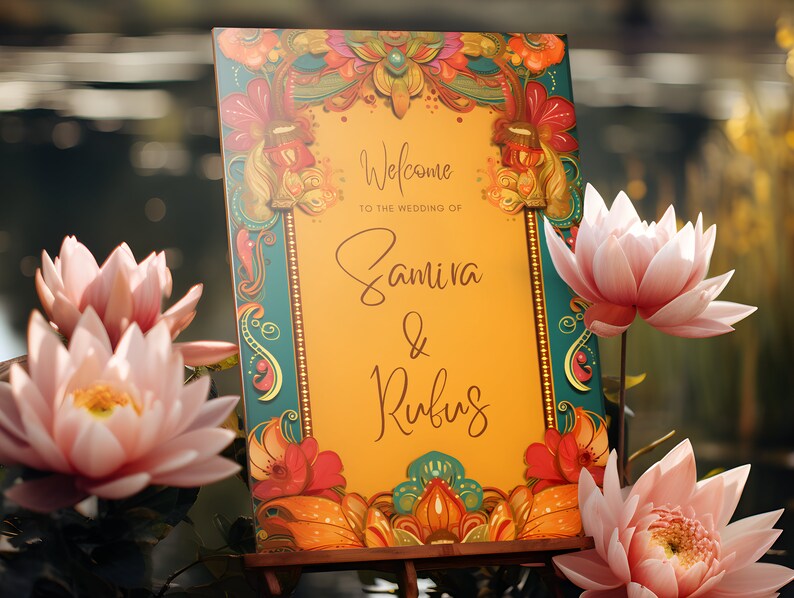 Indian Wedding Sign Welcome South Indian & Hindu Reception - Etsy