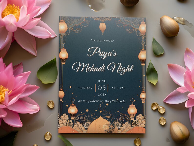 Mehndi Invitation Animated Digital & Printable, Muslim Henna Party ...