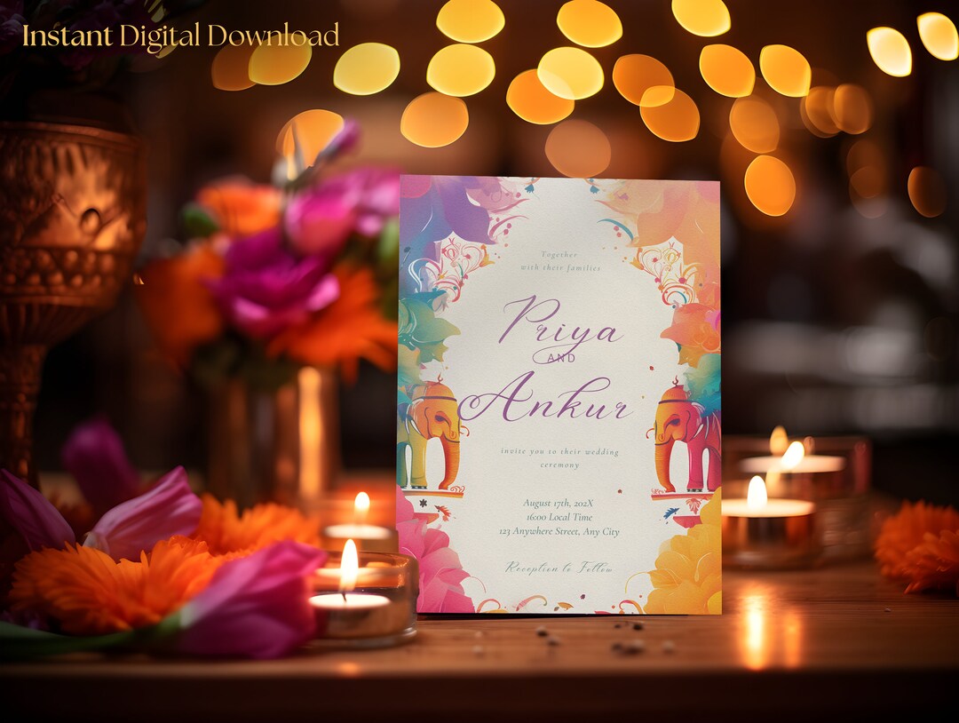Indian Wedding Invitation Animated Digital & Printable India - Etsy