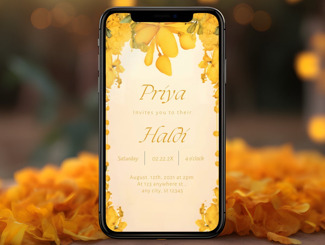 Animated Haldi Ceremony Ecard & Printable Invite Hindu Card, Mayoun ...