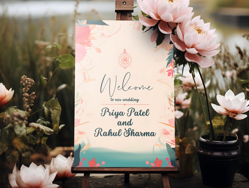 Indian Wedding Sign South Indian Mehndi & Reception Signage - Etsy
