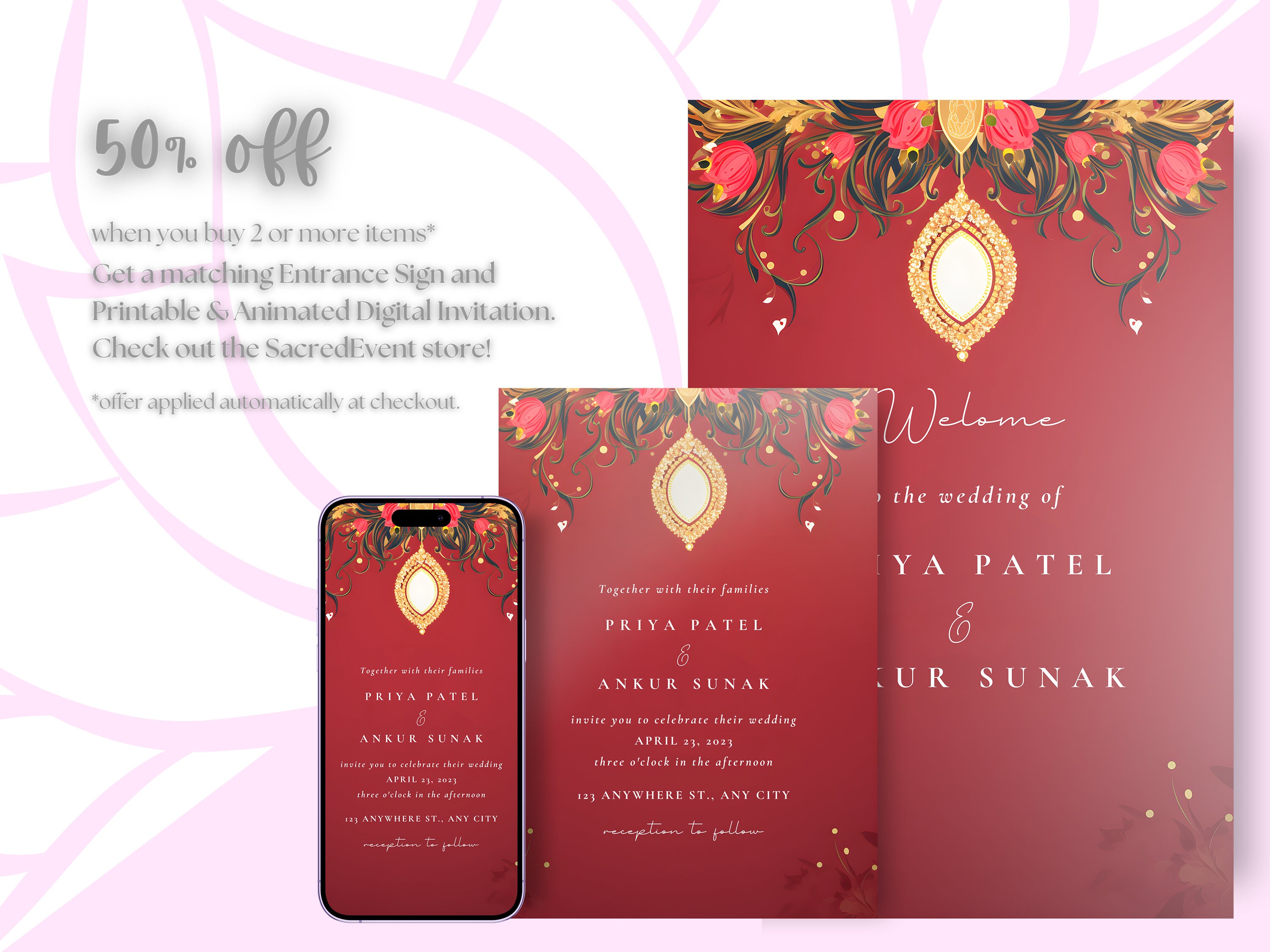 Traditional Indian Wedding Sign Hindu Mehndi Sign & Punjabi Decor ...