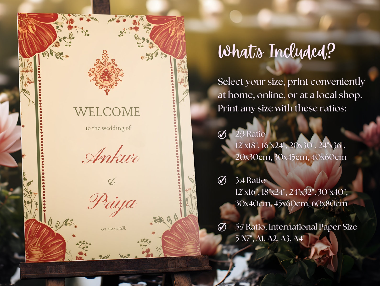 Indian Wedding Sign & Reception Signage South Indian Board, Desi ...