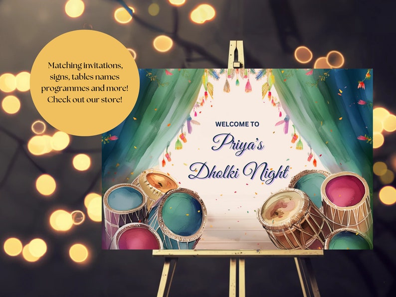 Customizable Dholki Welcome Signs, Watercolor Dholki Decor Sign, Ideal ...