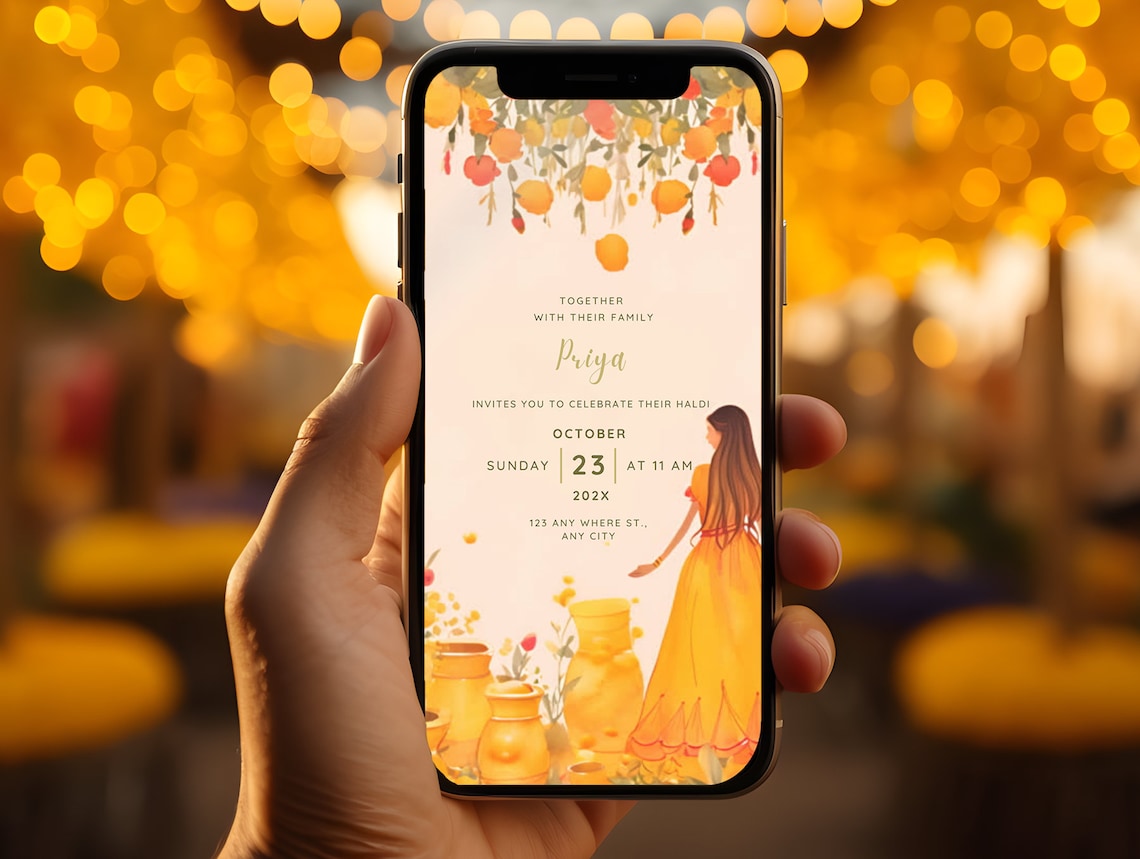 Animated Haldi E-inv & Printable Maiyon Invitation Sangeet Invite ...