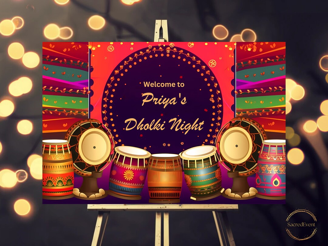 Dholki Welcome Sign Digital Download Customizable for Dholak Nights ...