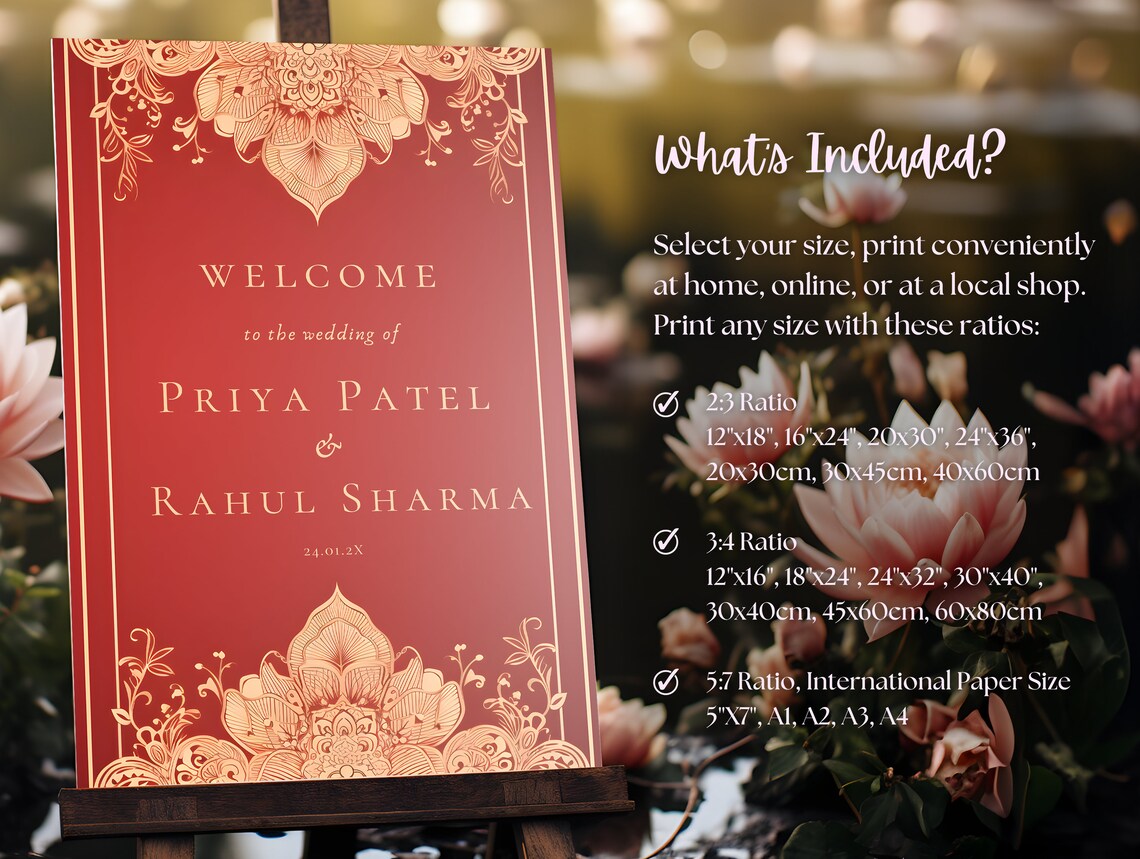 Indian Wedding Sign Welcome to Mehndi & Reception Signage, South Indian ...