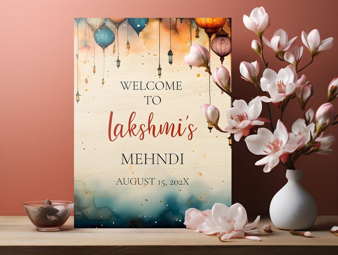Indian Watercolor Mehndi Sign Mehendi Decor Sign Mehndi - Etsy