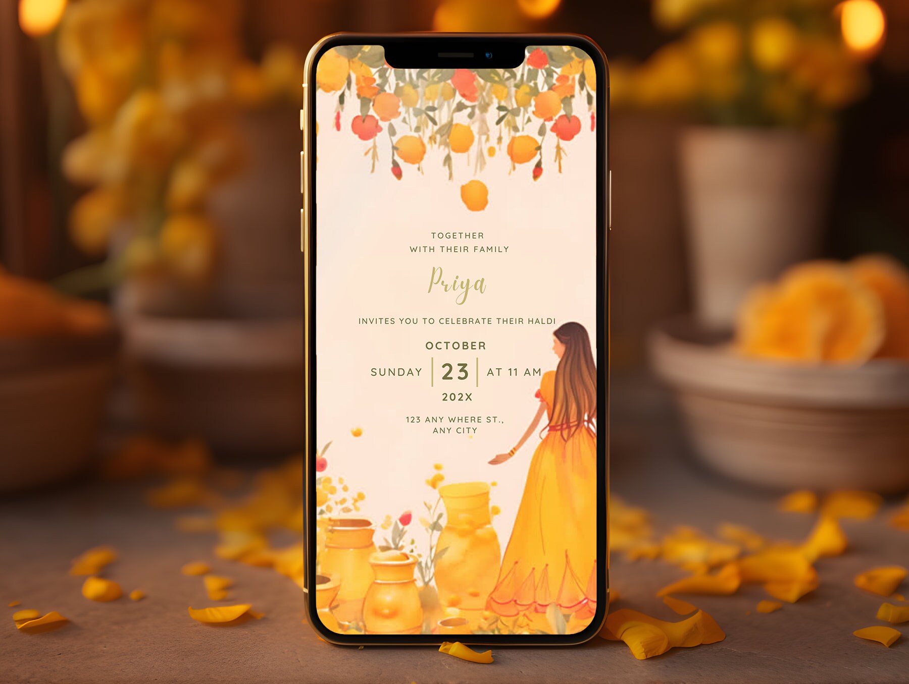 Animated Haldi E-inv & Printable Maiyon Invitation Sangeet Invite ...