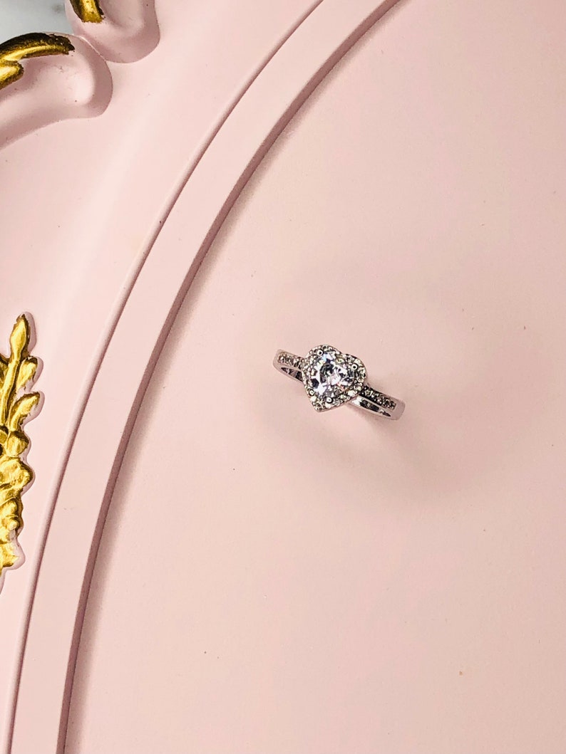 Heart Ring,sparkling Elevated Heart Ring,pink Heart Zirconia Diamond ...