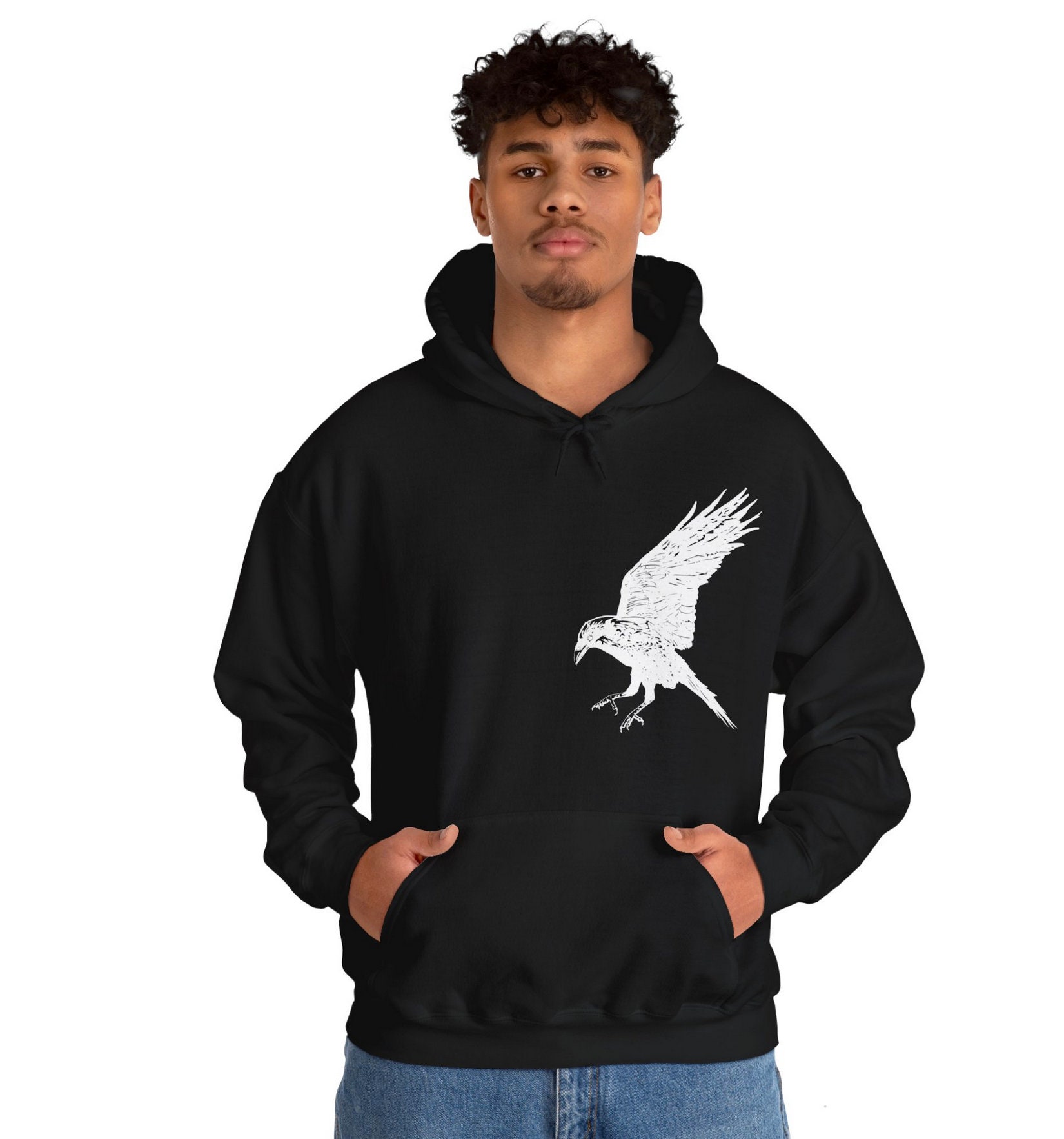 Black Raven Hoodie, Crow Core, Dark Art Goth Clothes, With Original ...