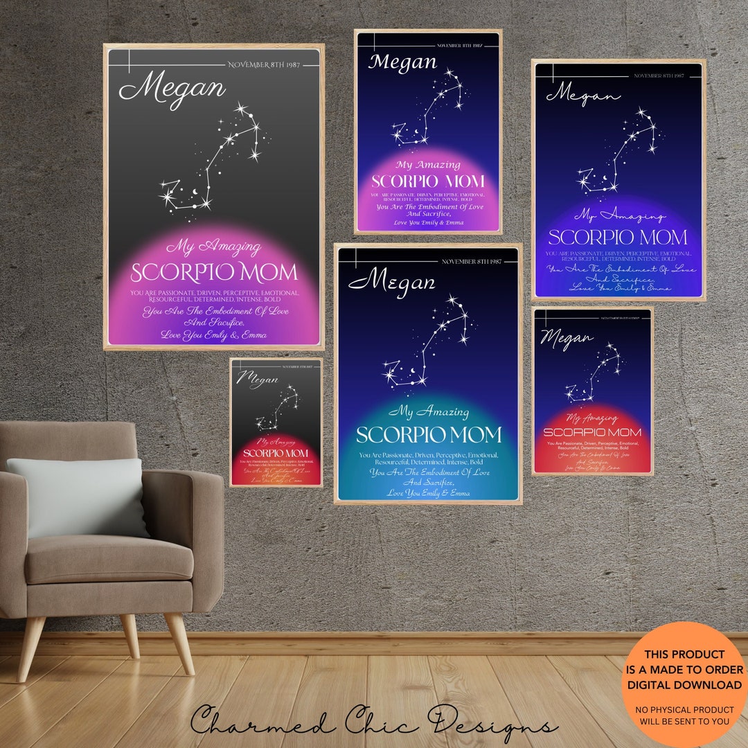 Custom Aura Moon Scorpio Zodiac Mom Art Personalize Constellation Sign ...
