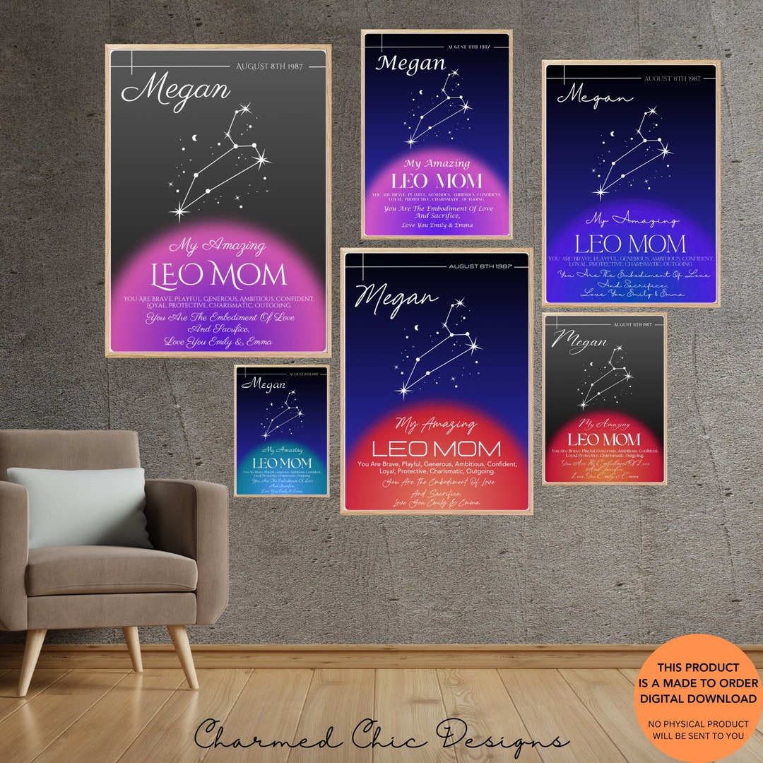 Custom Aura Moon Leo Zodiac Mom Art Personalize Constellation Sign ...