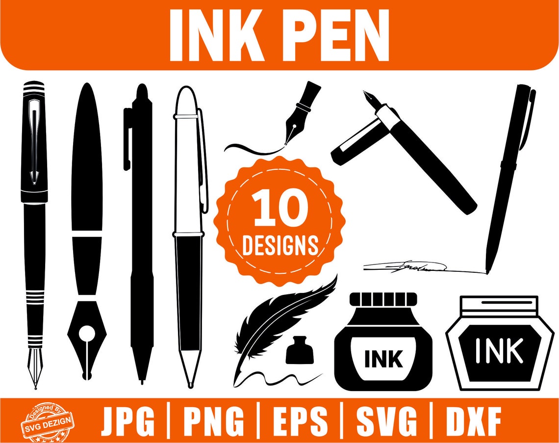 Ink Pen Svg Bundle, Fountain Pen Svg, Ball Point Pen Svg,pen Svg ...