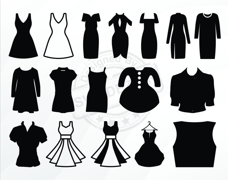 Women's Dresses Svg, Dress Svg Bundle, Women Fashion Dress Silhouette ...