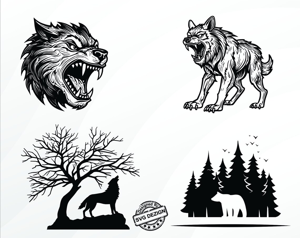 Wolf Howling Svg Bundle, Wolves Svg, Wolf Svg, Moon Wolf, Animal Svg ...