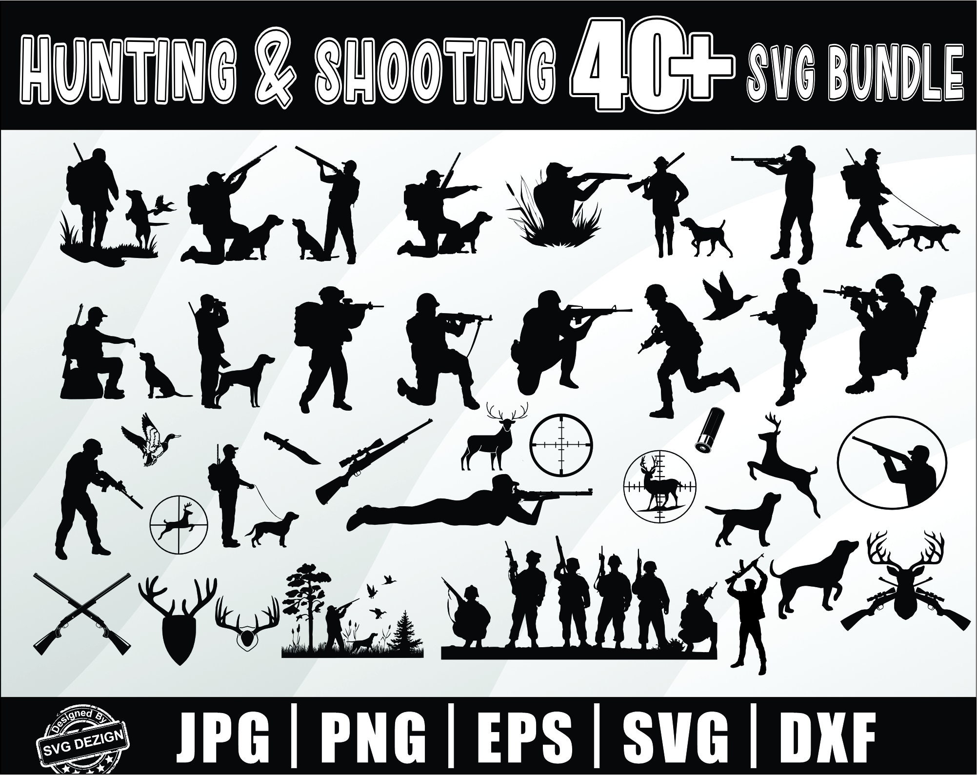 Hunting SVG Bundle, Shooting SVG Bundle, Deer Hunting SVG, Duck Hunting ...
