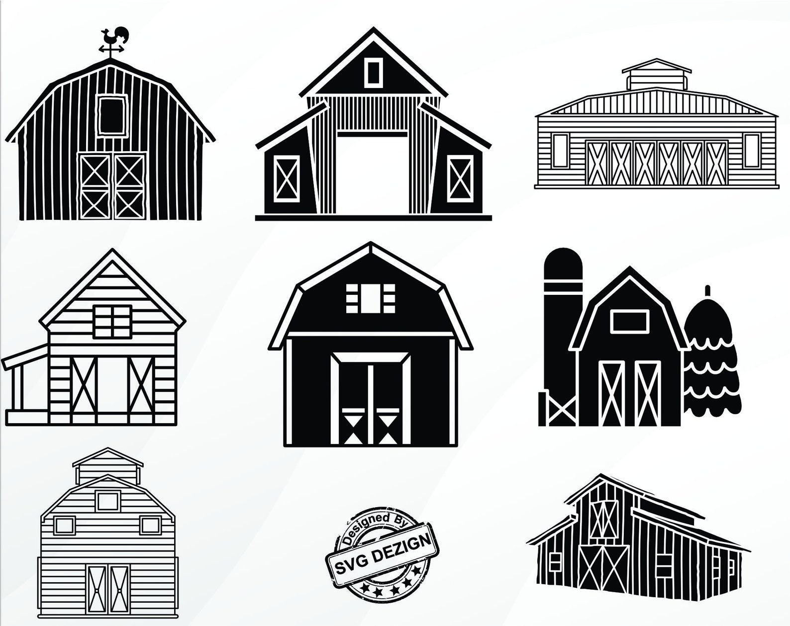 Barn Svg Bundle, Barn Form Cut File, Barn Farmhouse Svg, Barn House Svg ...