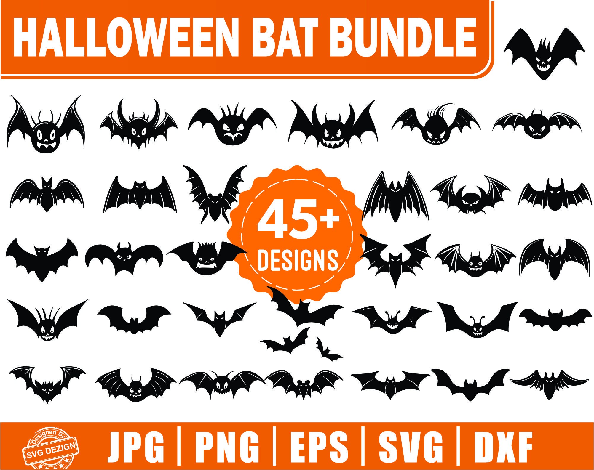 Bat Svg, Halloween Bat Svg Bundle, Halloween Design Svg, Flying Bat ...