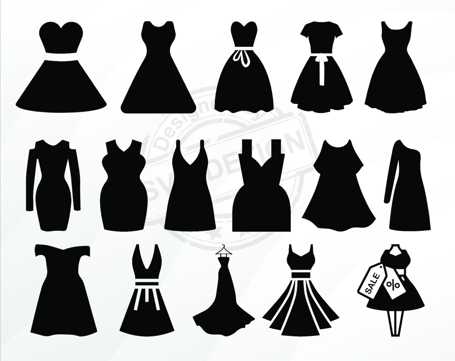 Women's Dresses Svg, Dress Svg Bundle, Women Fashion Dress Silhouette ...