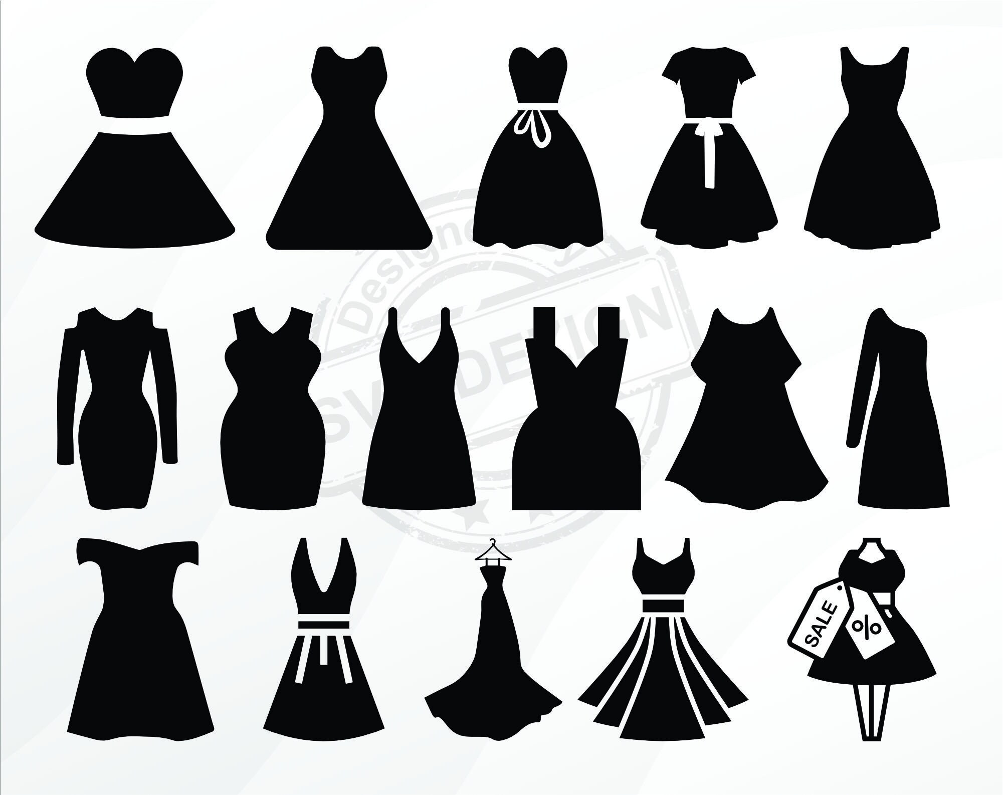 Women's Dresses Svg, Dress Svg Bundle, Women Fashion Dress Silhouette ...