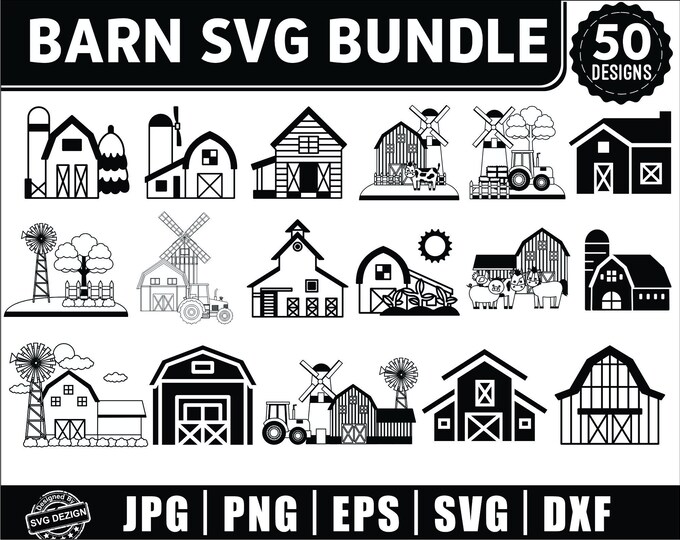 Barn Svg Bundle, Barn Form Cut File, Barn Farmhouse Svg, Barn House Svg ...