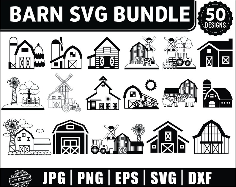 Barn Svg Bundle, Barn Form Cut File, Barn Farmhouse Svg, Barn House Svg ...