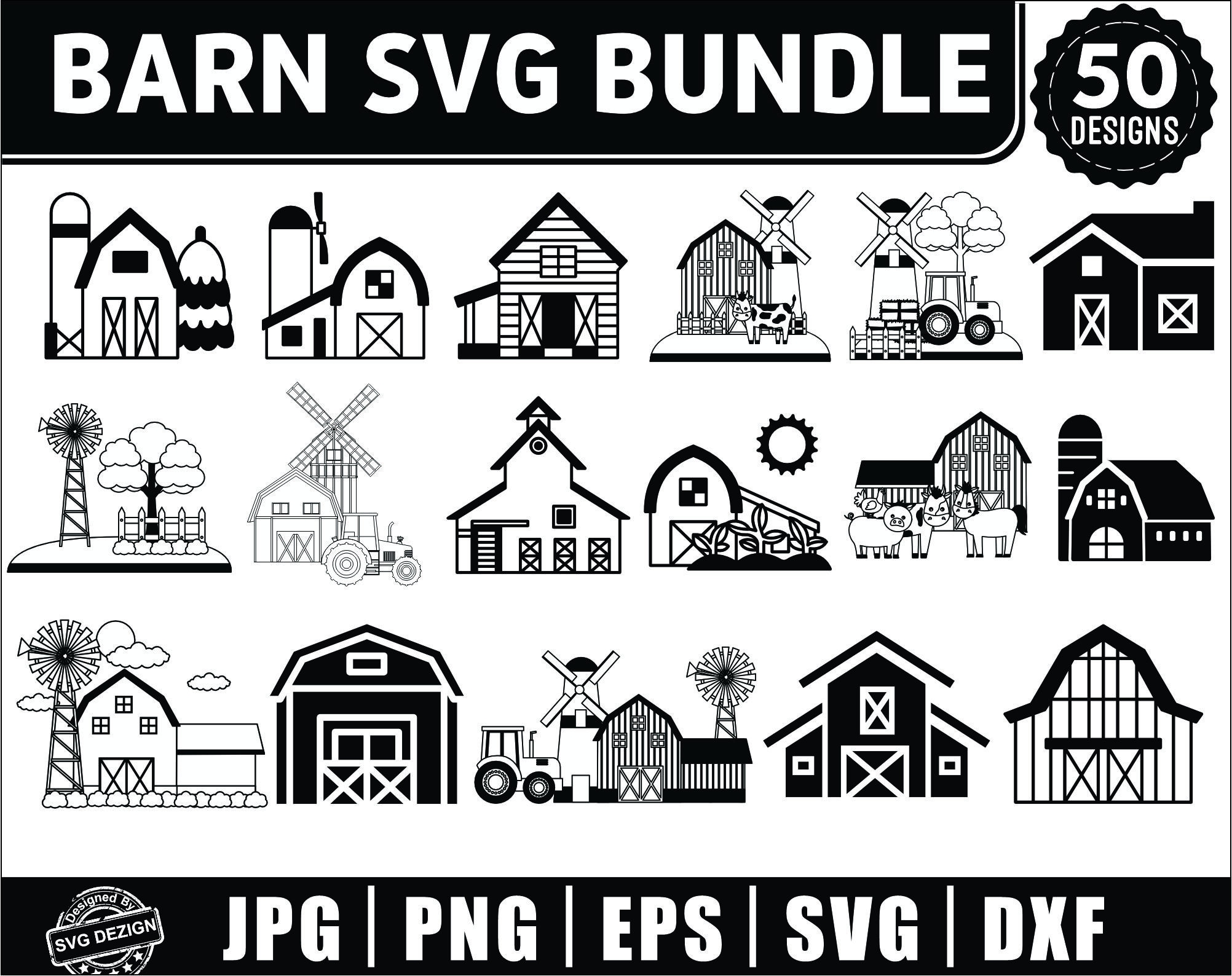 Barn Svg Bundle, Barn Form Cut File, Barn Farmhouse Svg, Barn House Svg ...