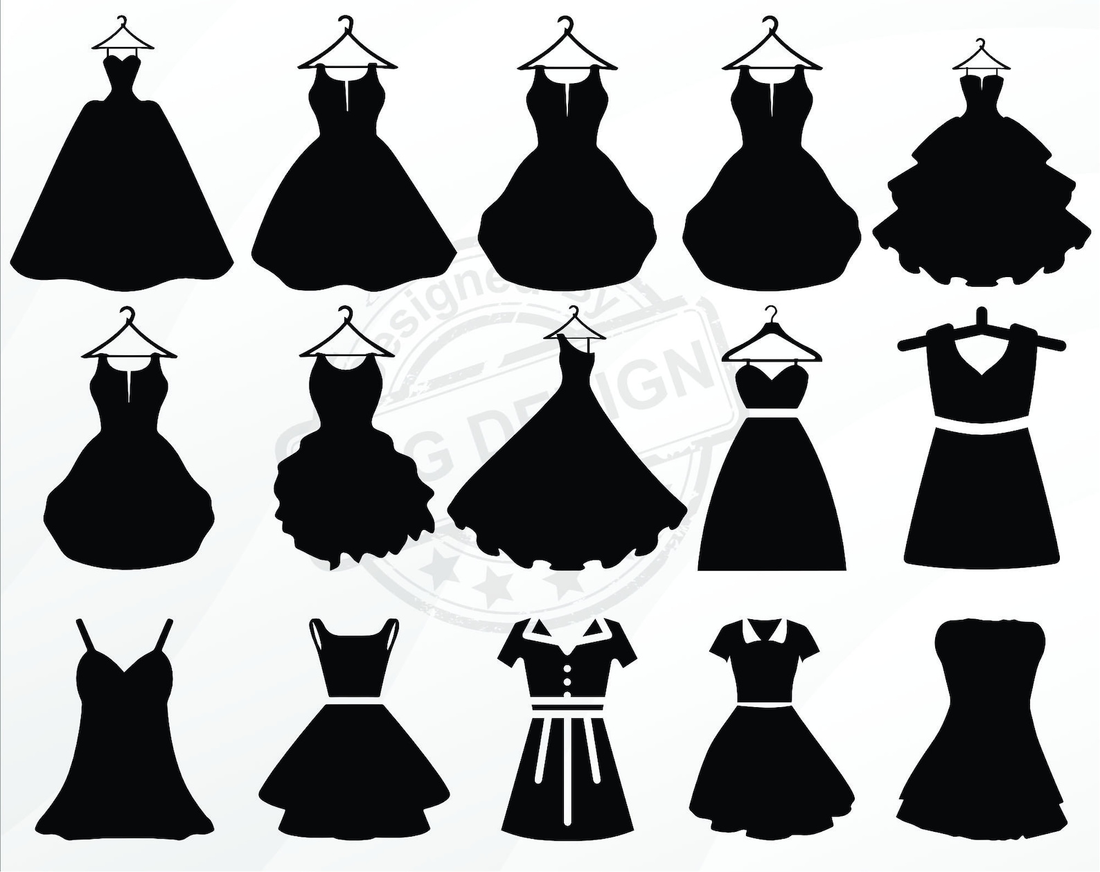 Women's Dresses Svg, Dress Svg Bundle, Women Fashion Dress Silhouette ...