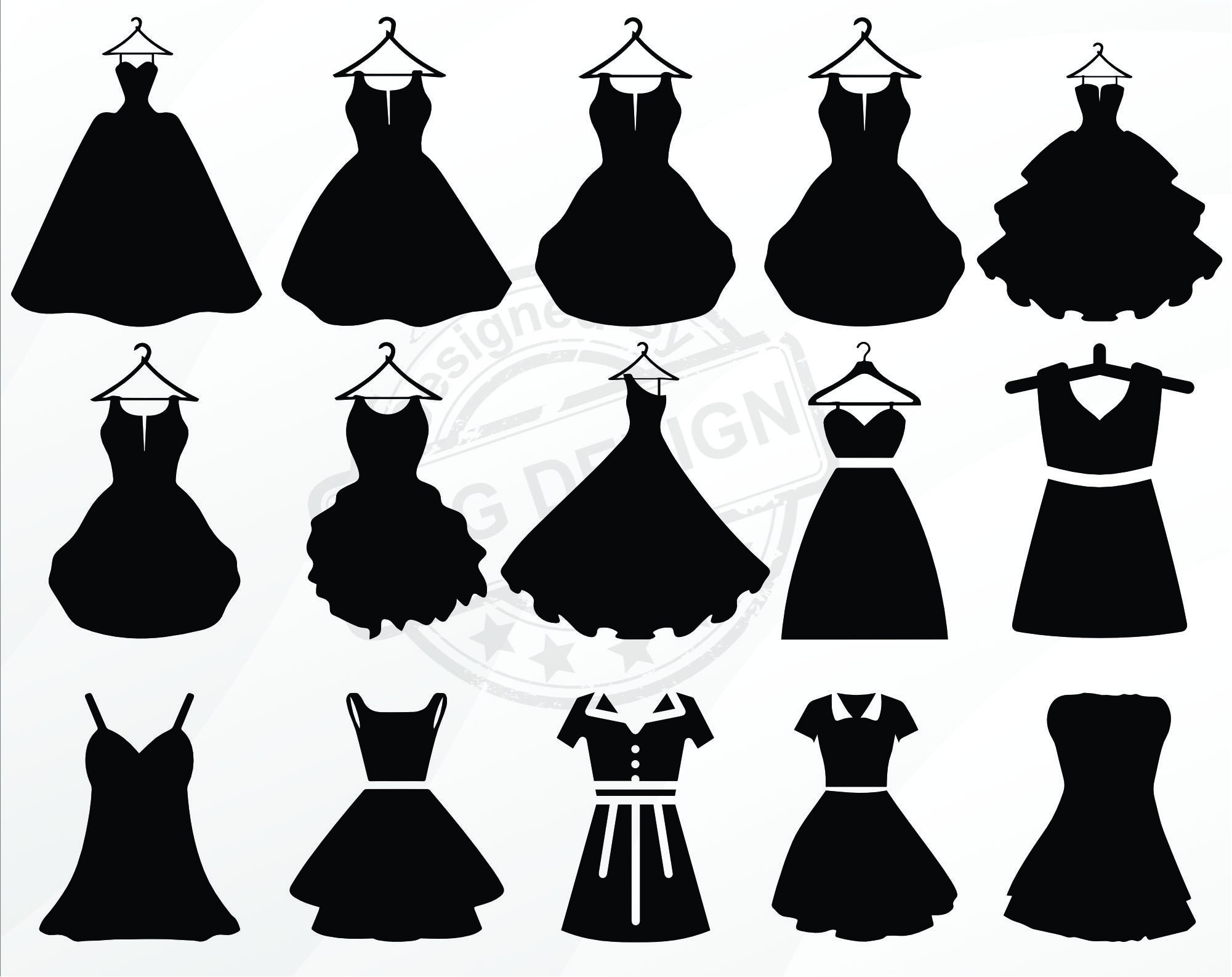 Women's Dresses Svg, Dress Svg Bundle, Women Fashion Dress Silhouette ...