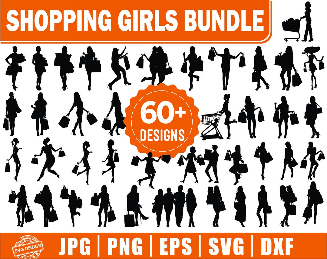 Shopping Girls SVG Bundle, Shopping Girls Silhouette, Shopping Women ...